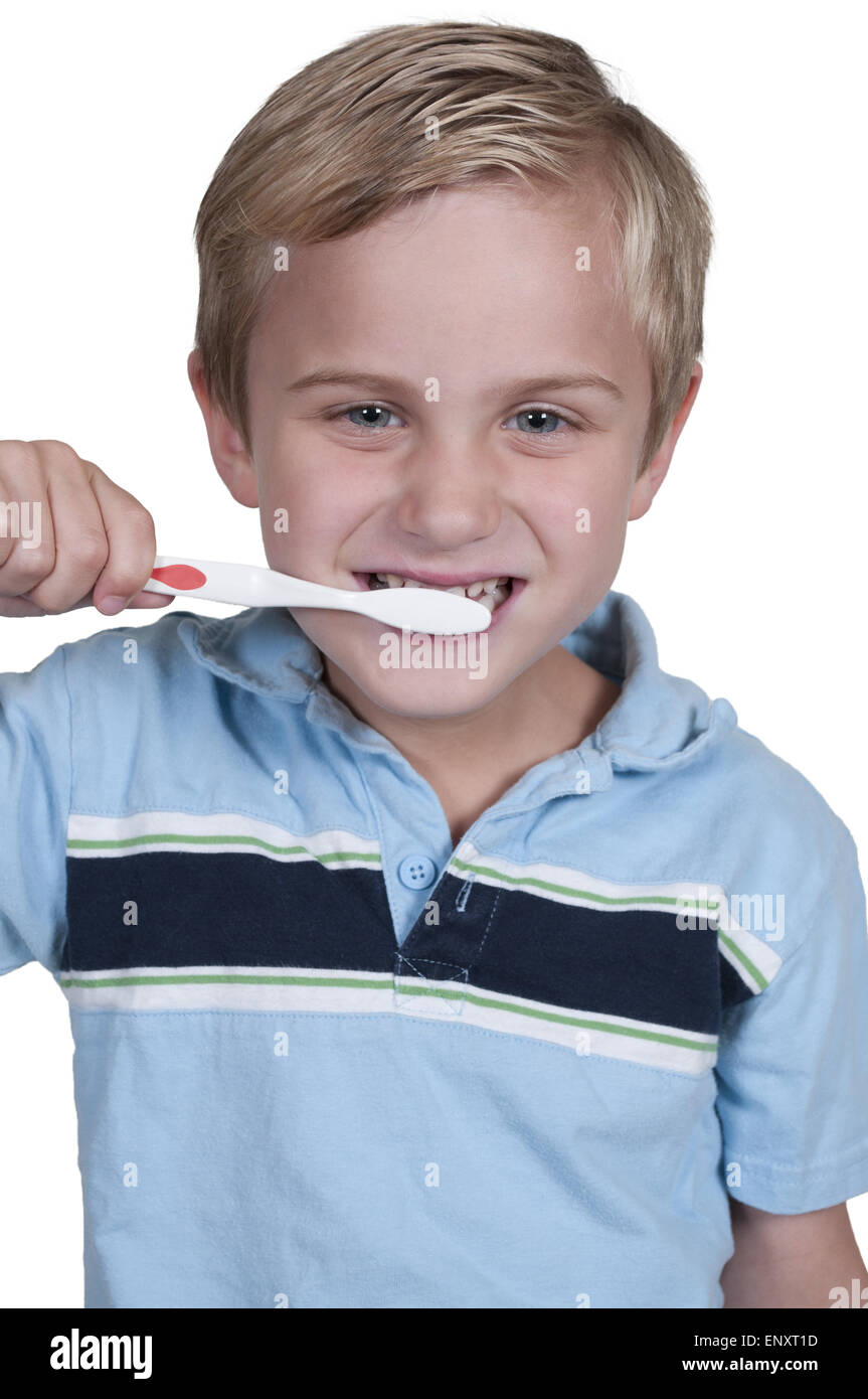 Little Boy Brushing Teeth Stock Photo - Alamy