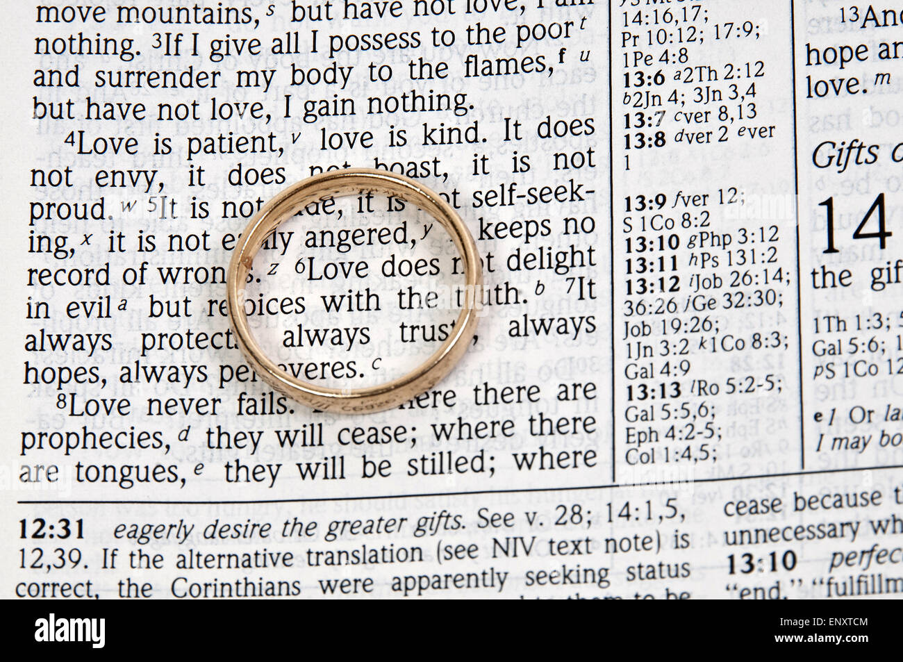 Wedding Ring on a Bible Stock Photo - Alamy