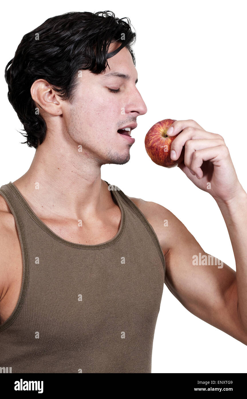 Man Eating an Apple Stock Photo - Alamy