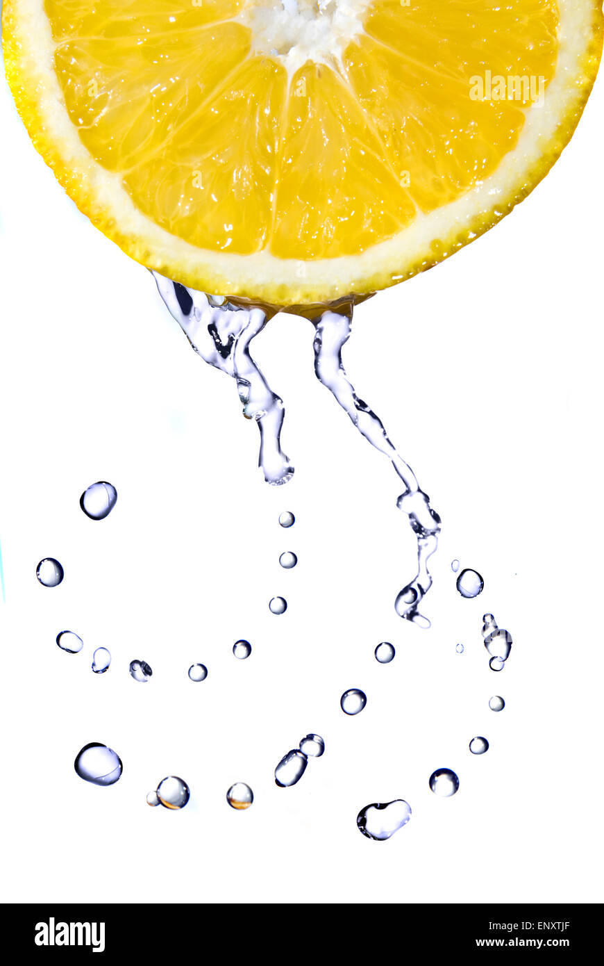 fresh water drops on lemon isolated on white Stock Photo - Alamy