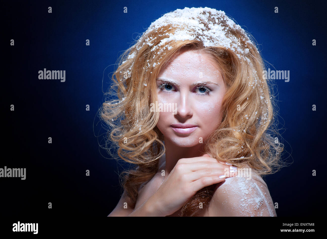 Young beautiful woman with snowy skin (cold colors Stock Photo - Alamy