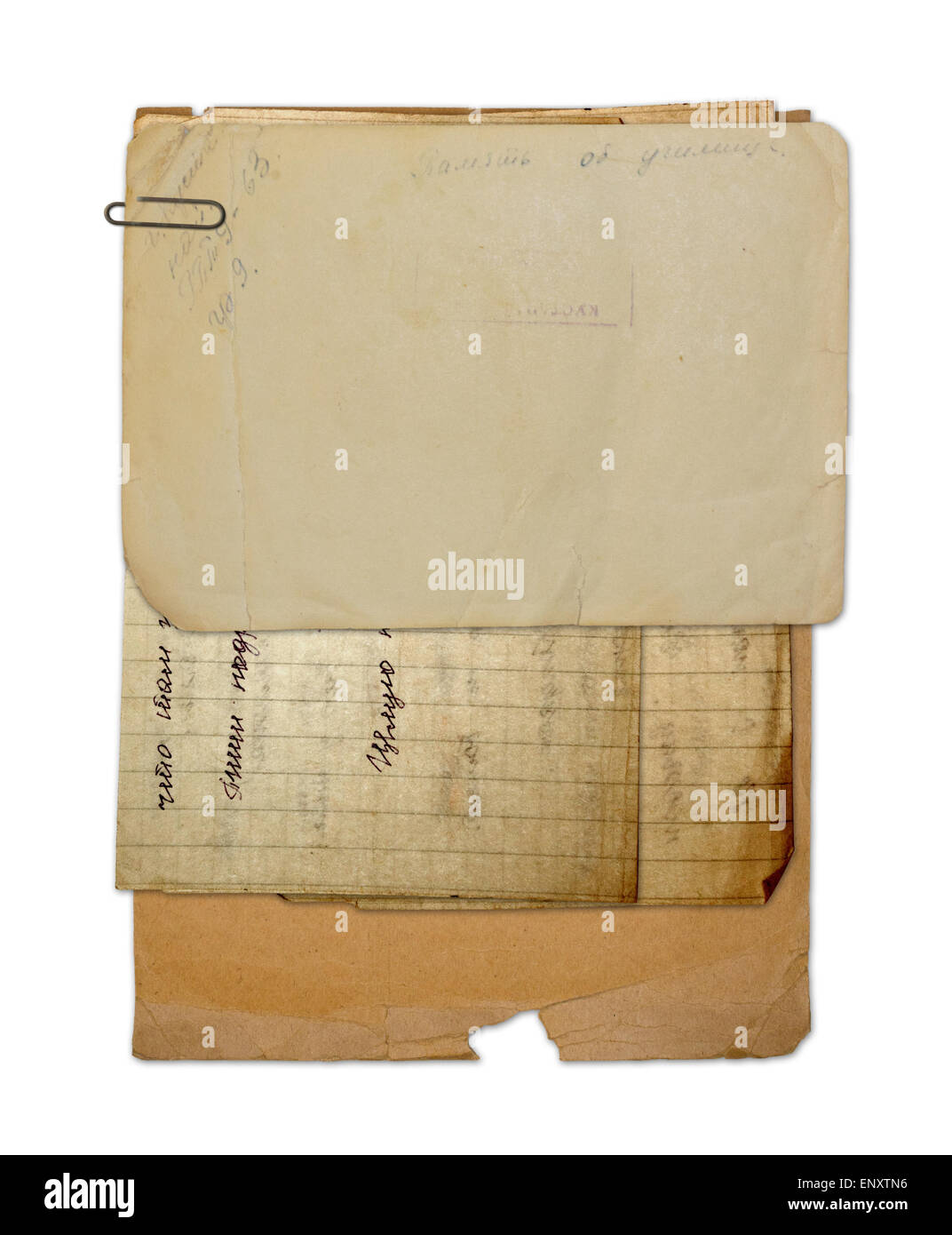 Old archive with letters, photos on the white isolated background Stock ...