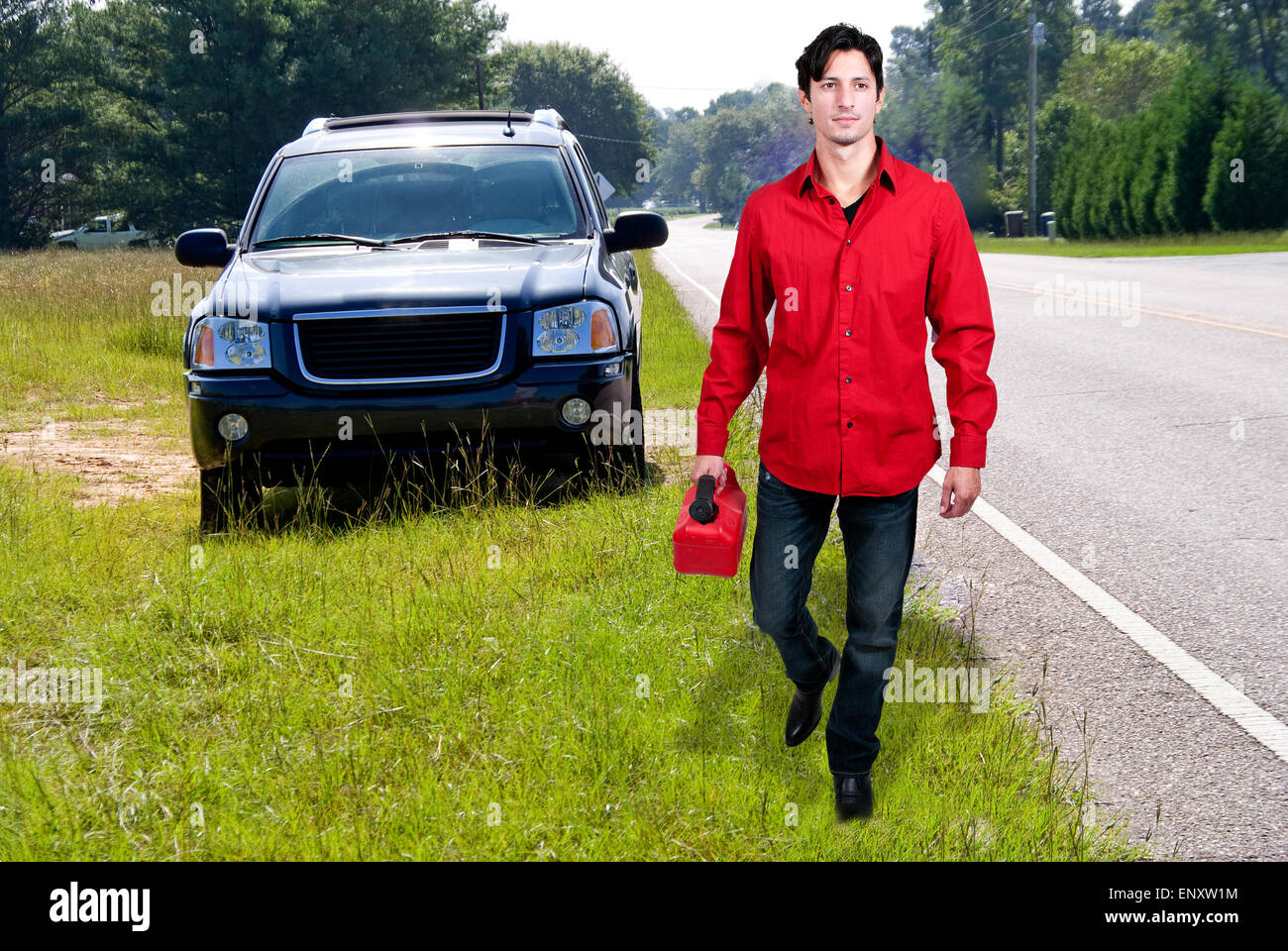 Man with Gas Can Stock Photo - Alamy