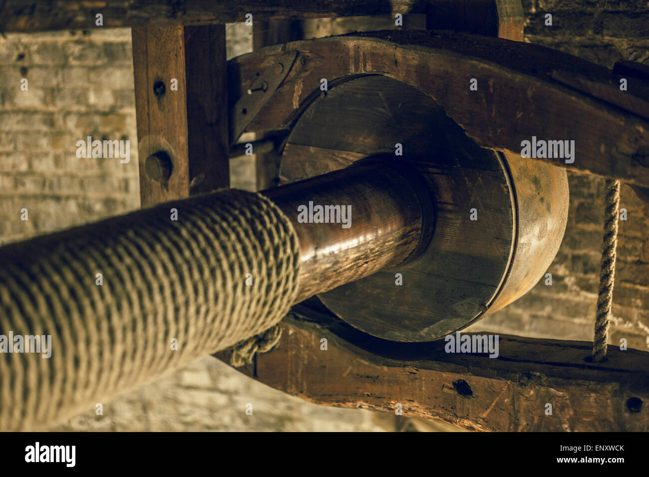 Lifting pulley inside a Dutch windmill Stock Photo - Alamy