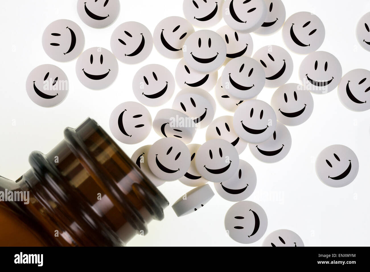 Happy Pills - Drugs used in the treatment of illness pouring from a ...