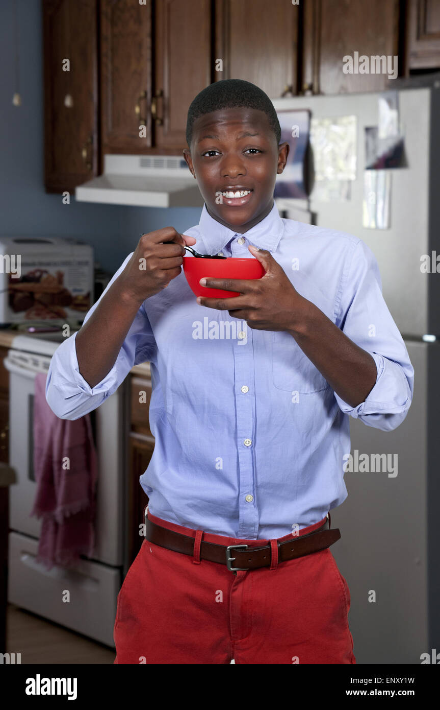 Teenage boy breakfast milk hi-res stock photography and images - Alamy