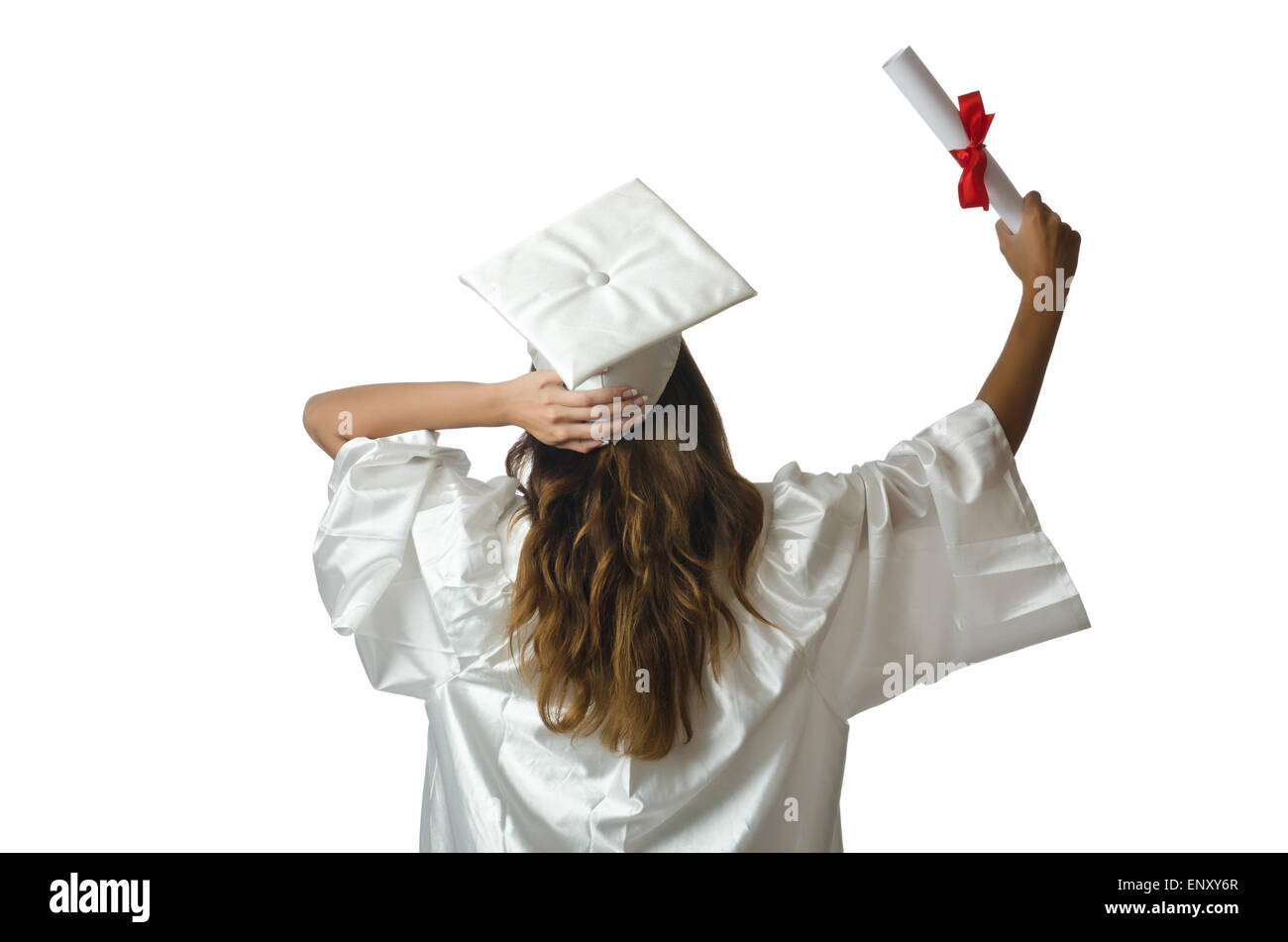 Young student with diploma on white Stock Photo - Alamy