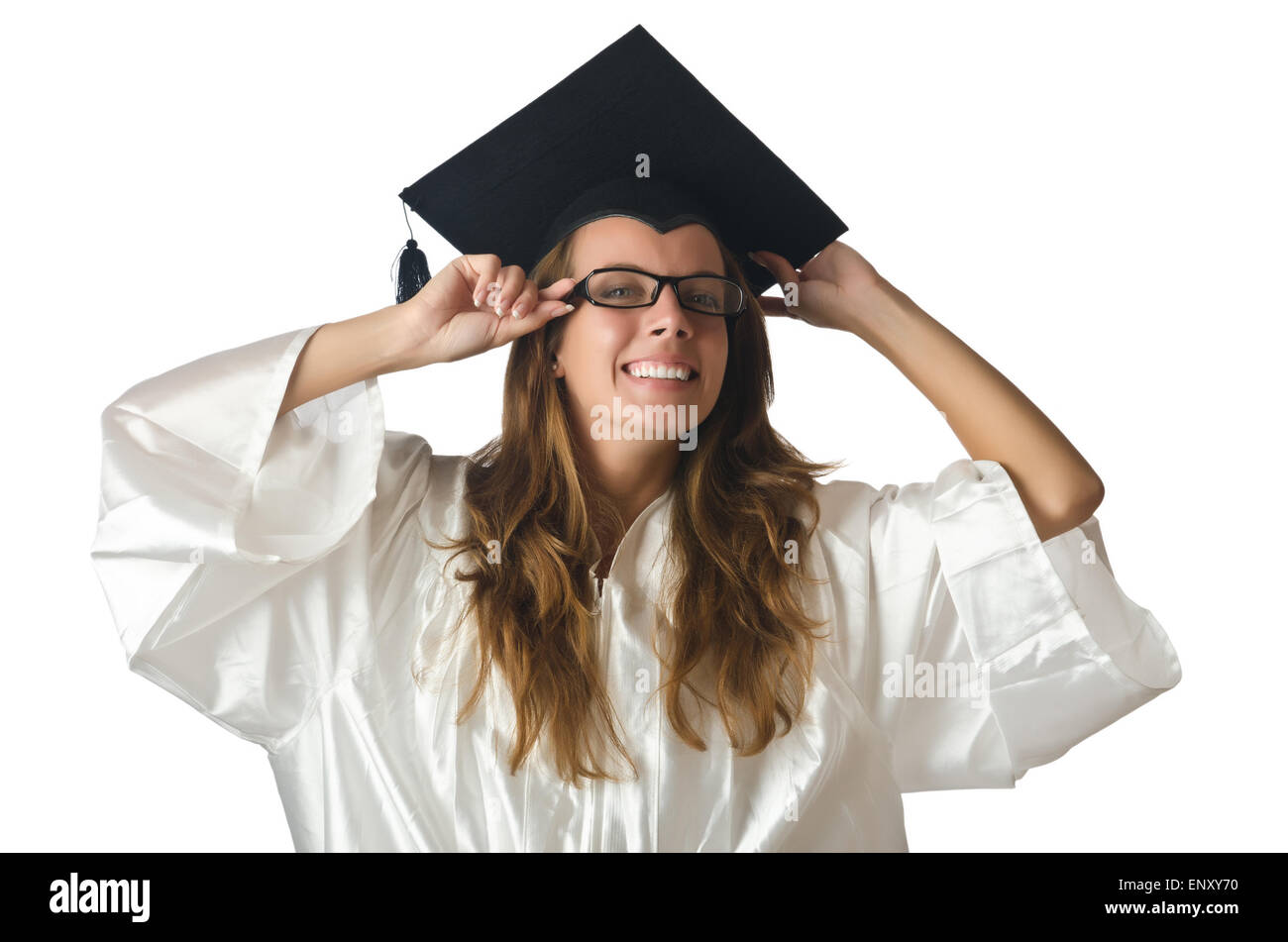 Young student with diploma on white Stock Photo - Alamy