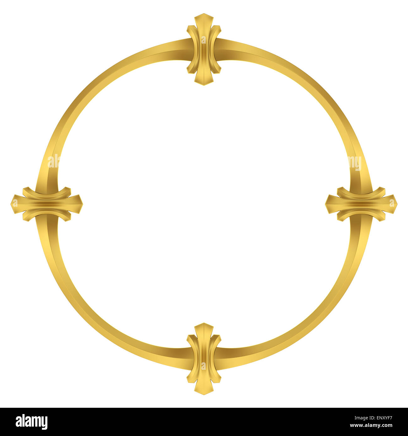 round golden blank wall mirror frame isolated Stock Photo - Alamy