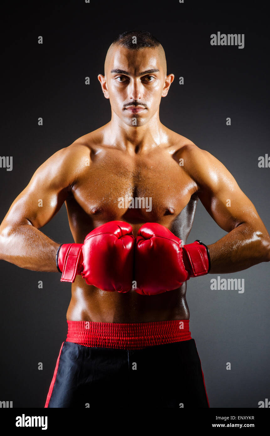 Muscular boxer in studio shooting Stock Photo - Alamy