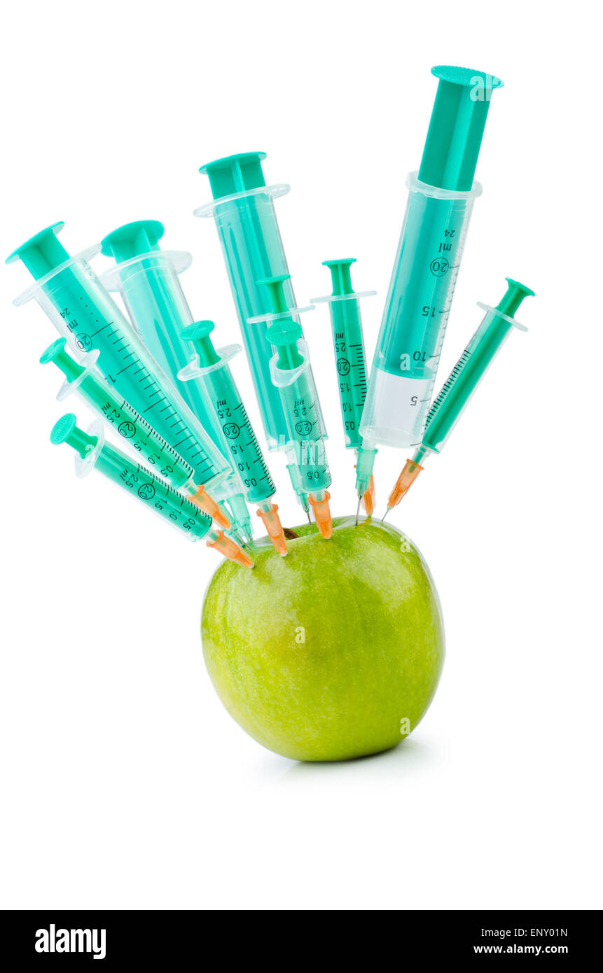 Experiment with apple and syringes Stock Photo - Alamy
