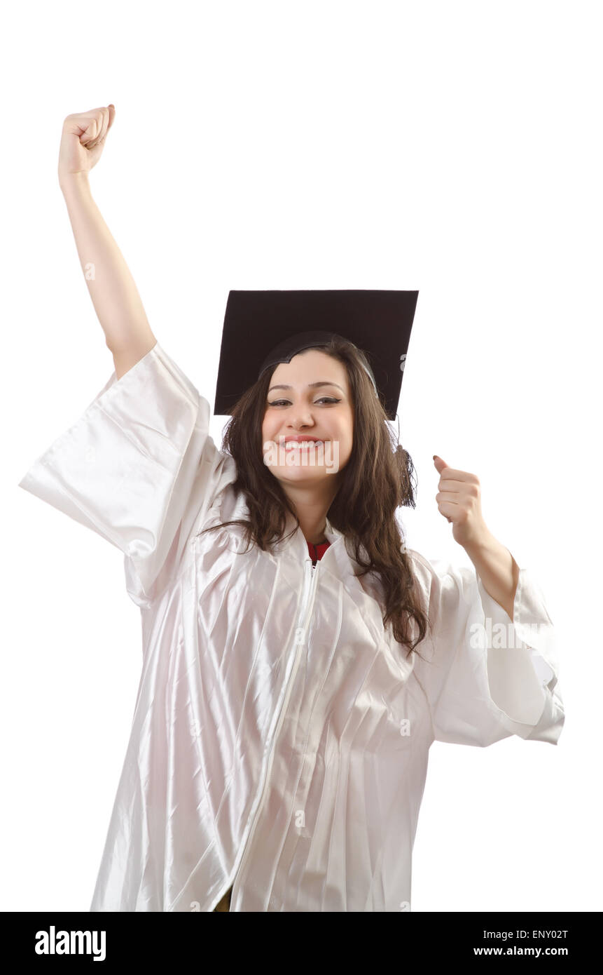 Graduate with diploma on white Stock Photo - Alamy