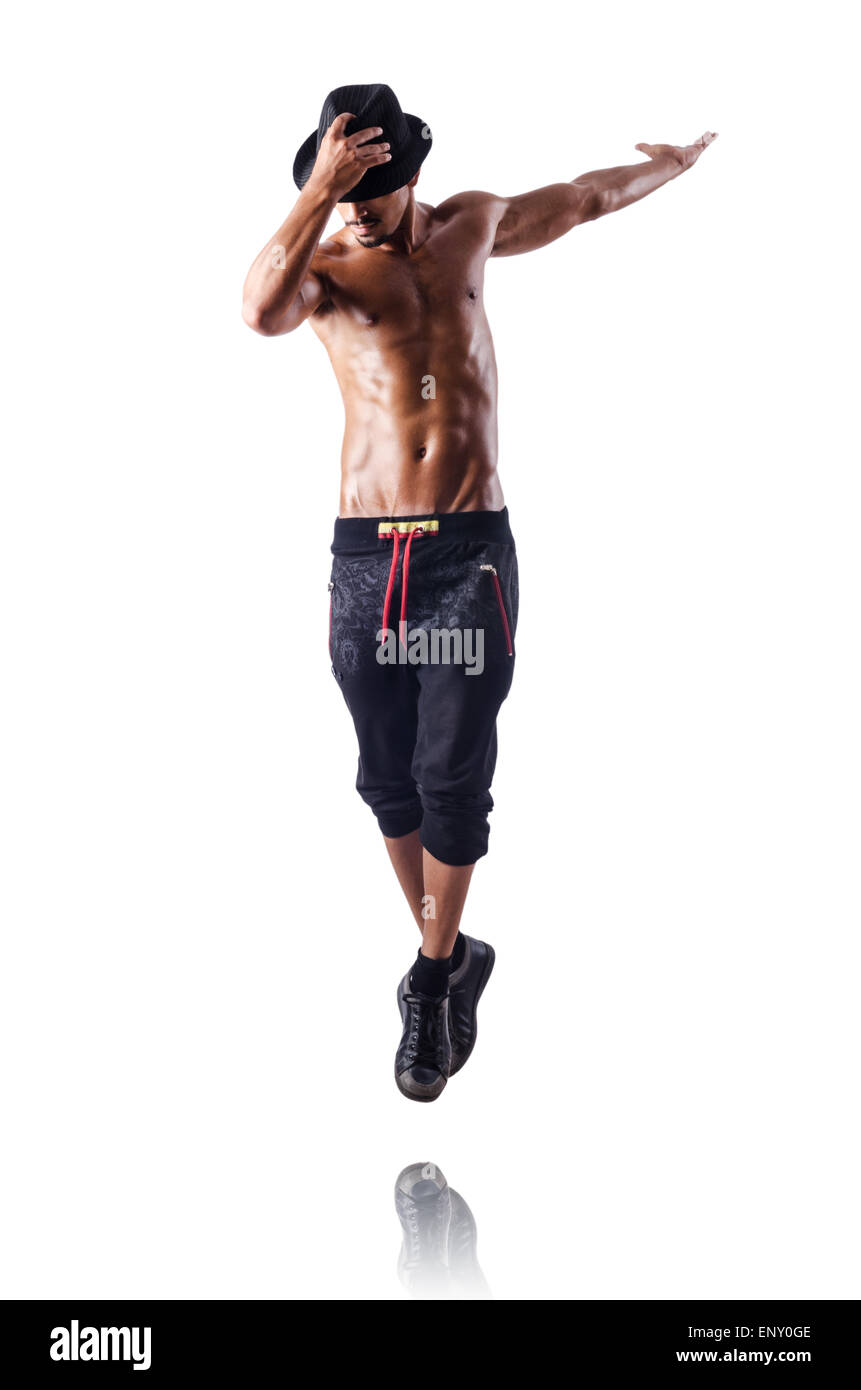 Muscular dancer isolated on white Stock Photo - Alamy