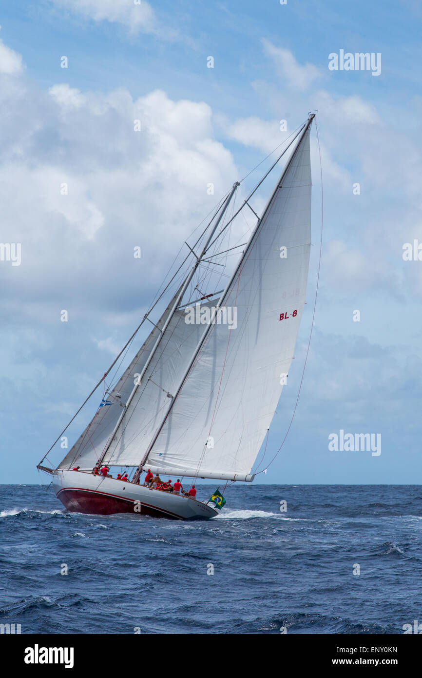 Atrevida, racing in the Antigua Classic Yacht Regatta 2015 Stock Photo ...