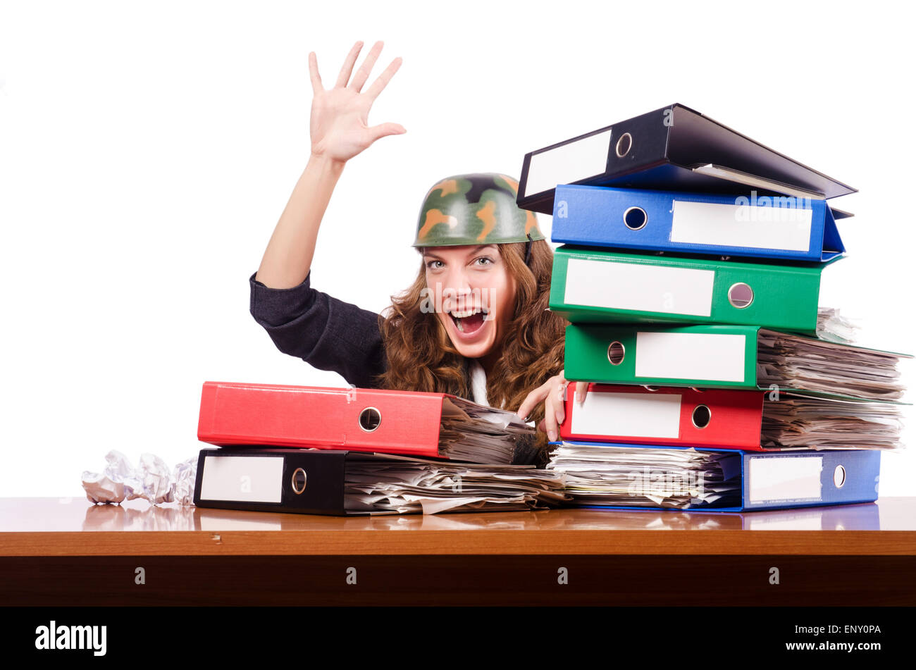 Office fight concept with female worker Stock Photo - Alamy