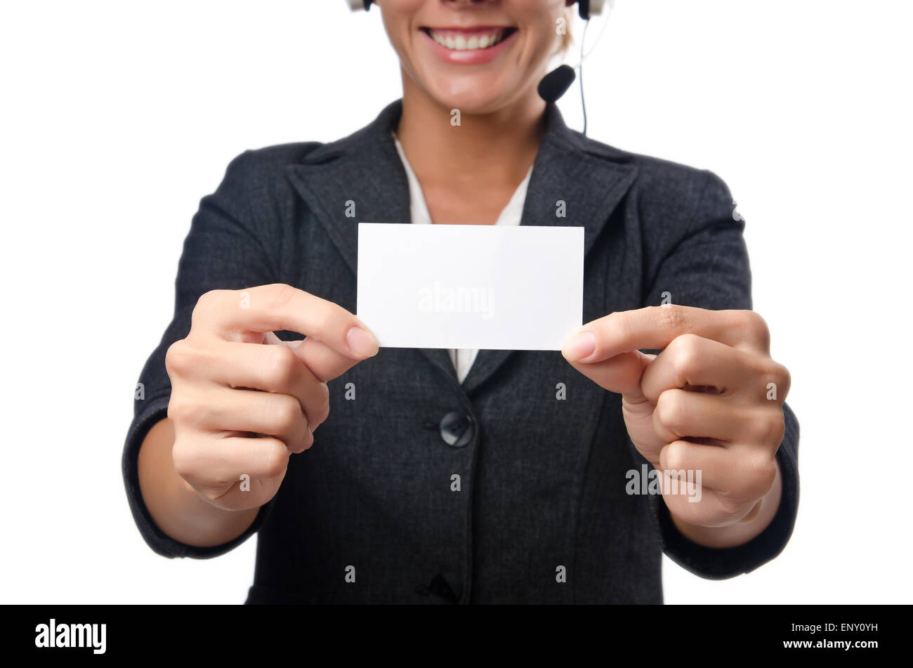 Call center operator with blank message Stock Photo - Alamy