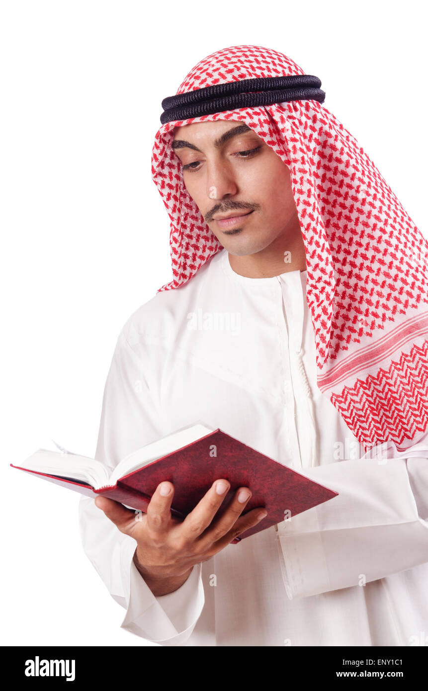 Arab man praying on white Stock Photo - Alamy