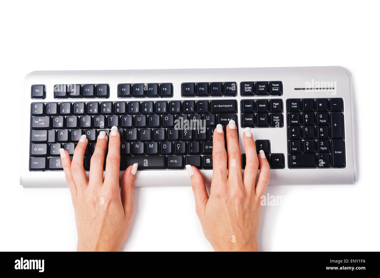Hands working on the keyboard Stock Photo - Alamy