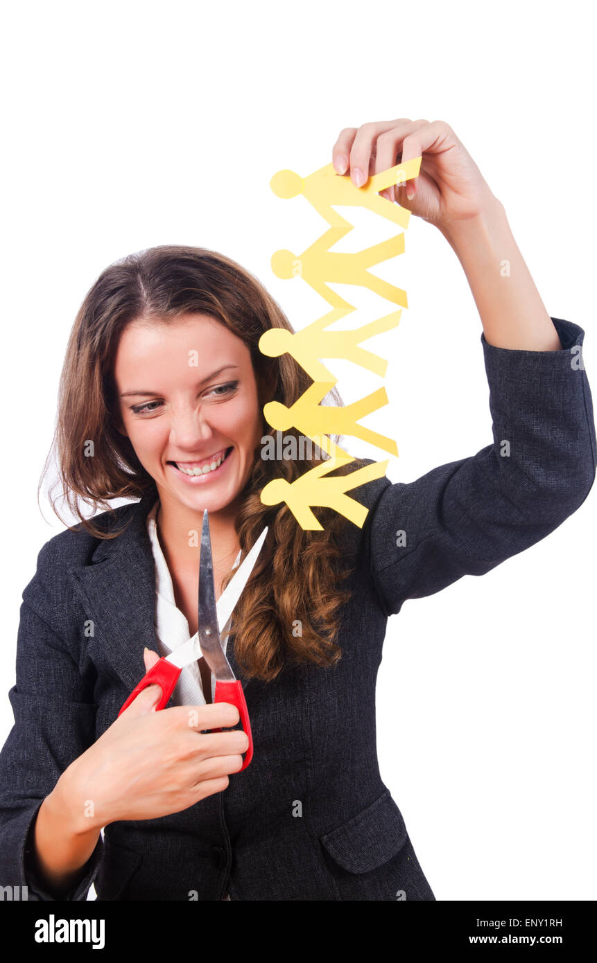 Woman with paper cut people Stock Photo - Alamy