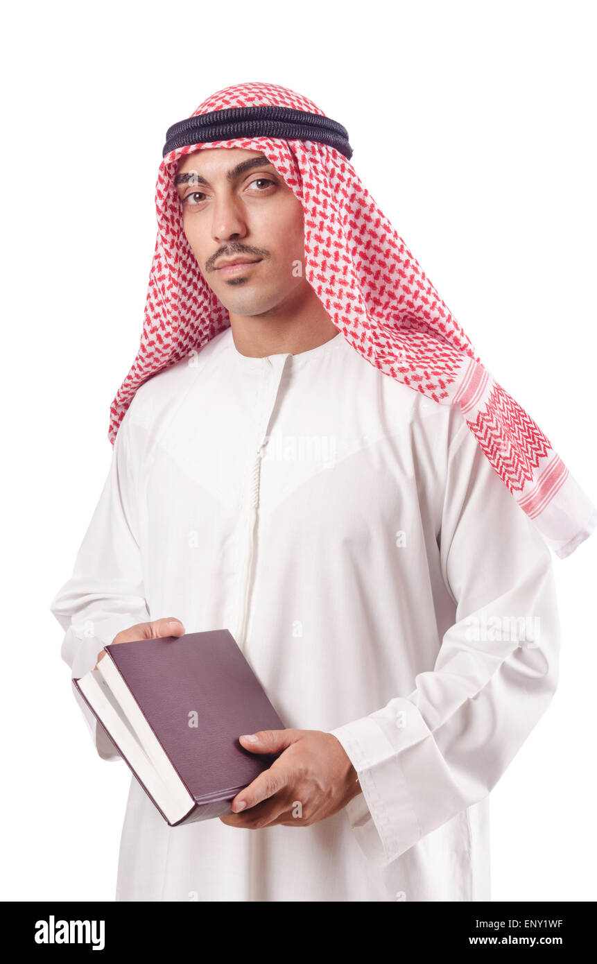 Arab man praying on white Stock Photo - Alamy