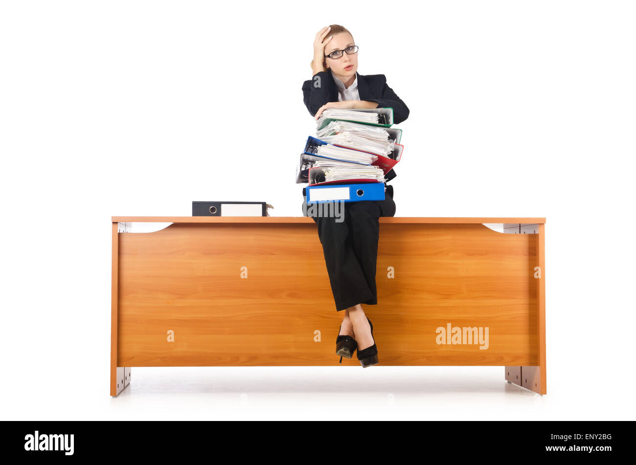 Woman with lots of work Stock Photo - Alamy