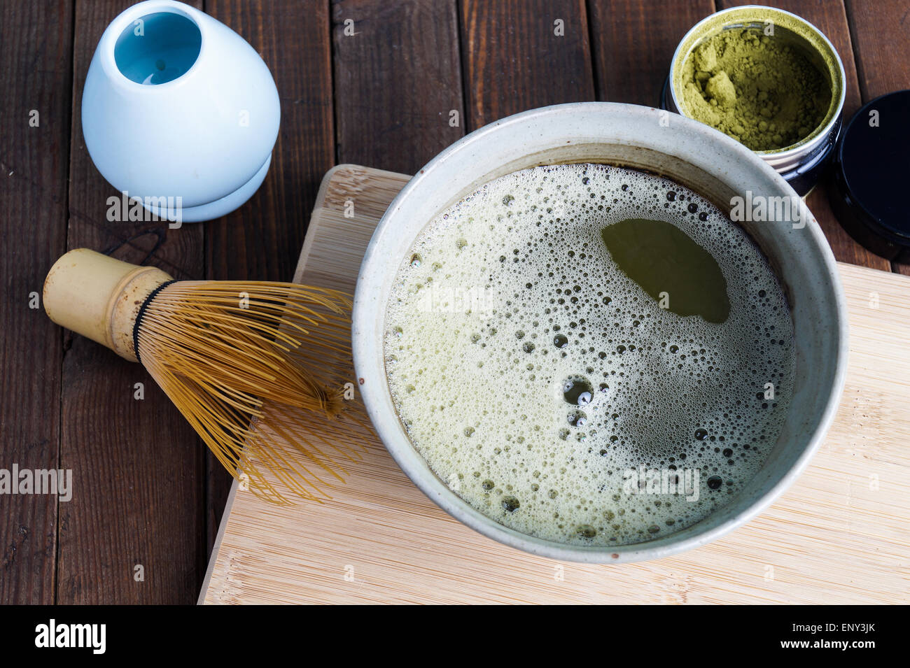 Matcha - Japanese green tea, served i a tea bowl Stock Photo - Alamy