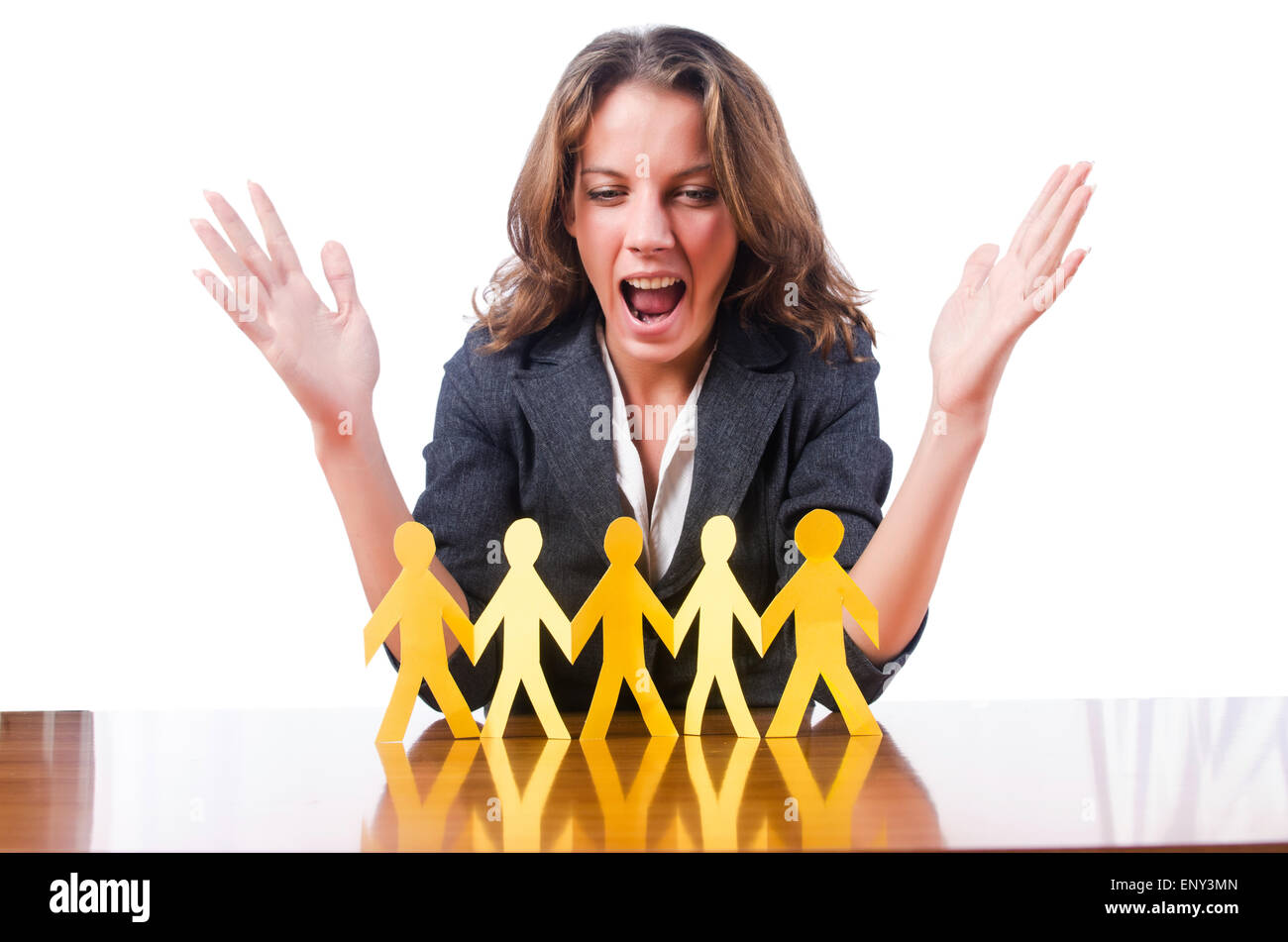 Woman with paper cut people Stock Photo - Alamy