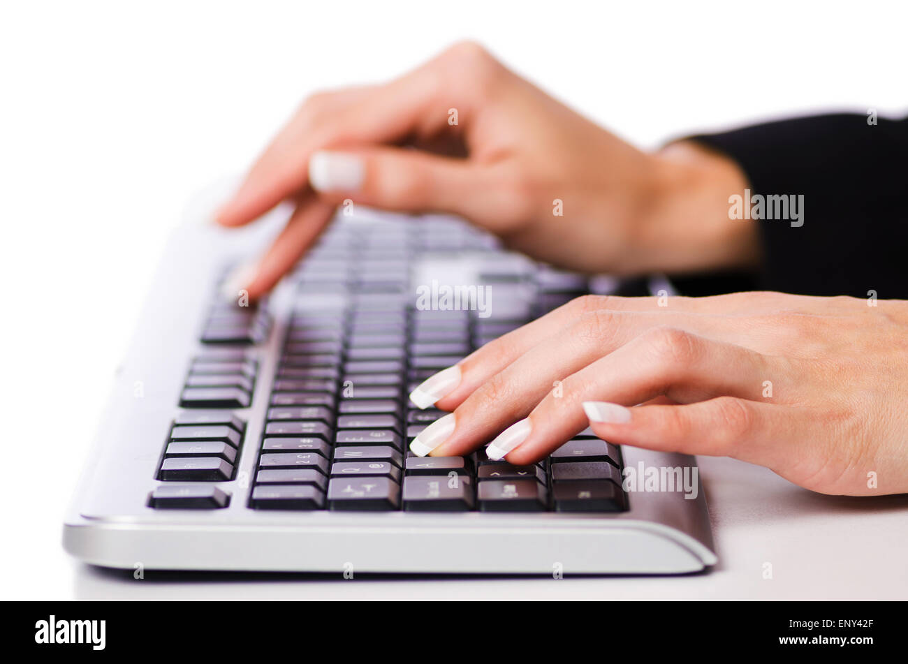 Hands working on the keyboard Stock Photo - Alamy