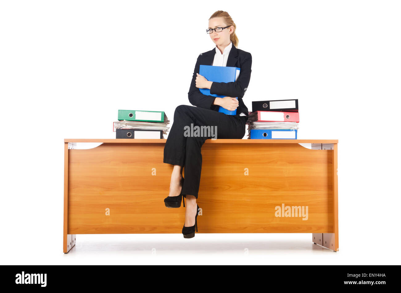 Woman with lots of work Stock Photo - Alamy