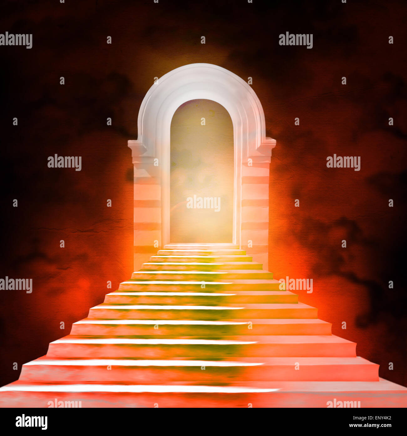 Staircase leading to heaven or hell. Light at the End of the Tunnel ...