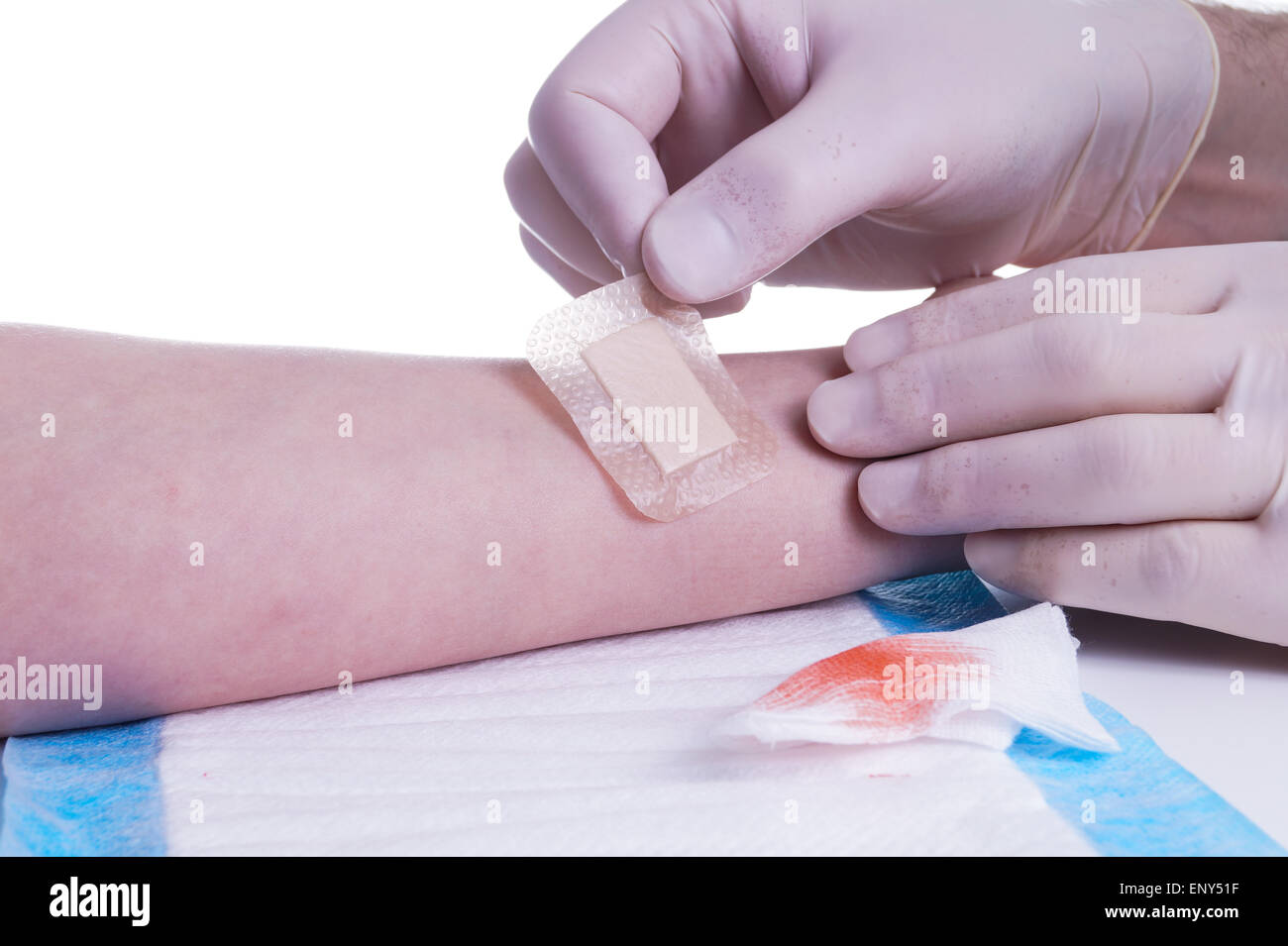 Adhesive Bandage. Bandaging at Wound by the Doctor Stock Photo - Alamy