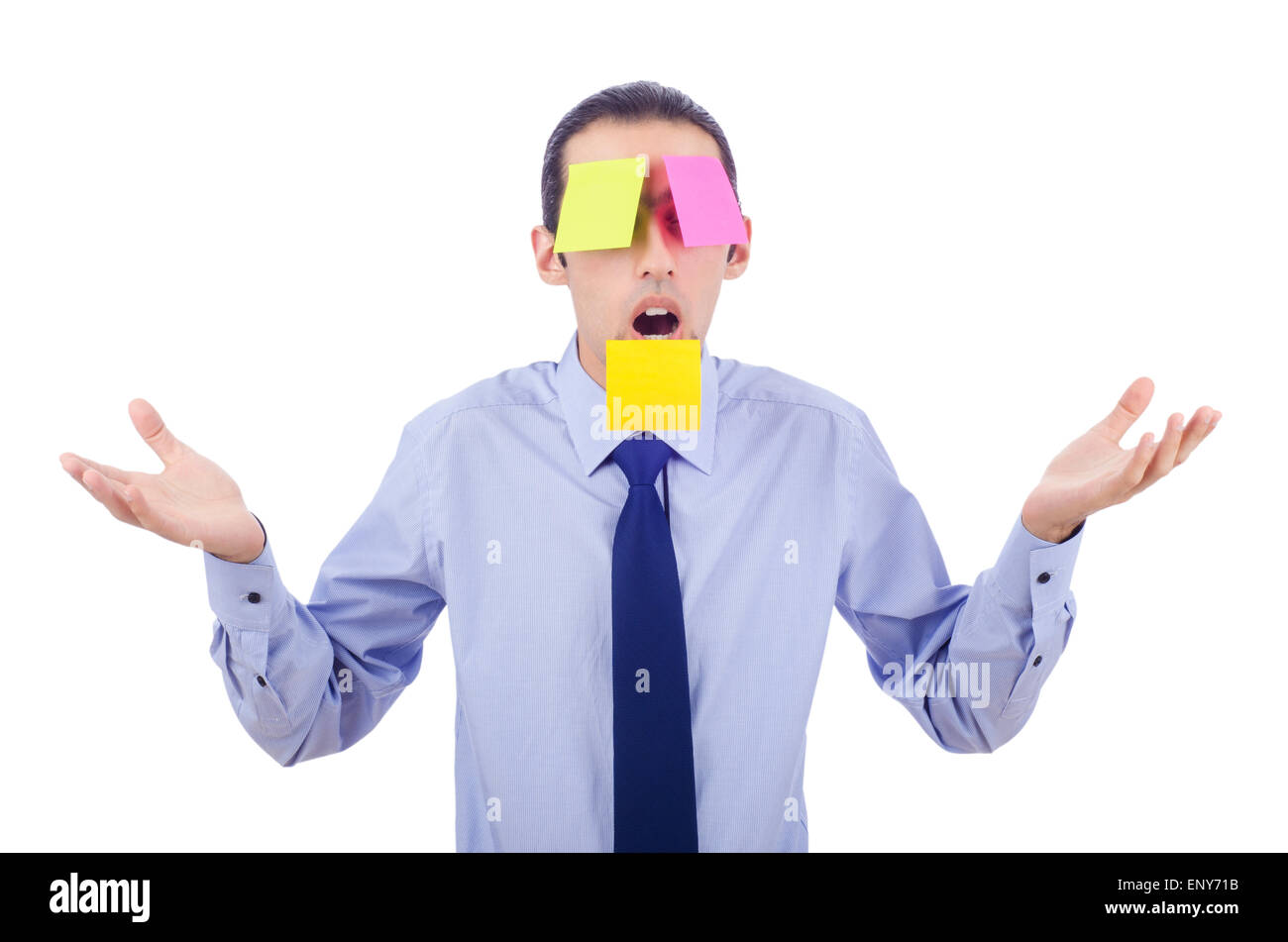 Man with lots of reminder notes Stock Photo - Alamy