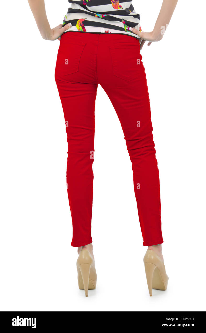 Model with trousers isolated on white Stock Photo - Alamy