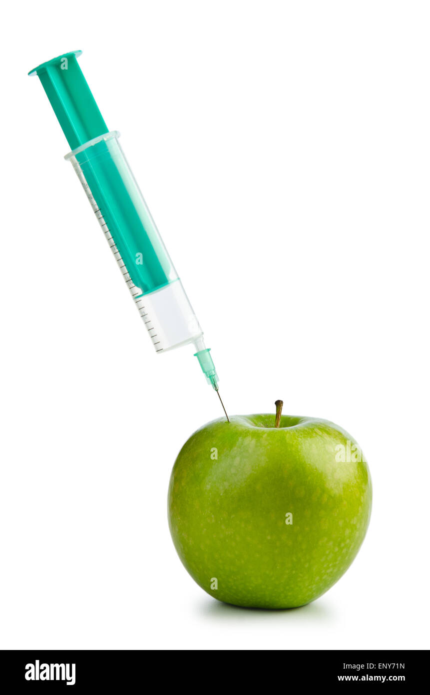 Experiment with apple and syringes Stock Photo - Alamy