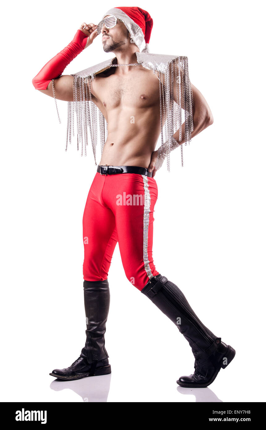 Dancing santa isolated on the white Stock Photo - Alamy