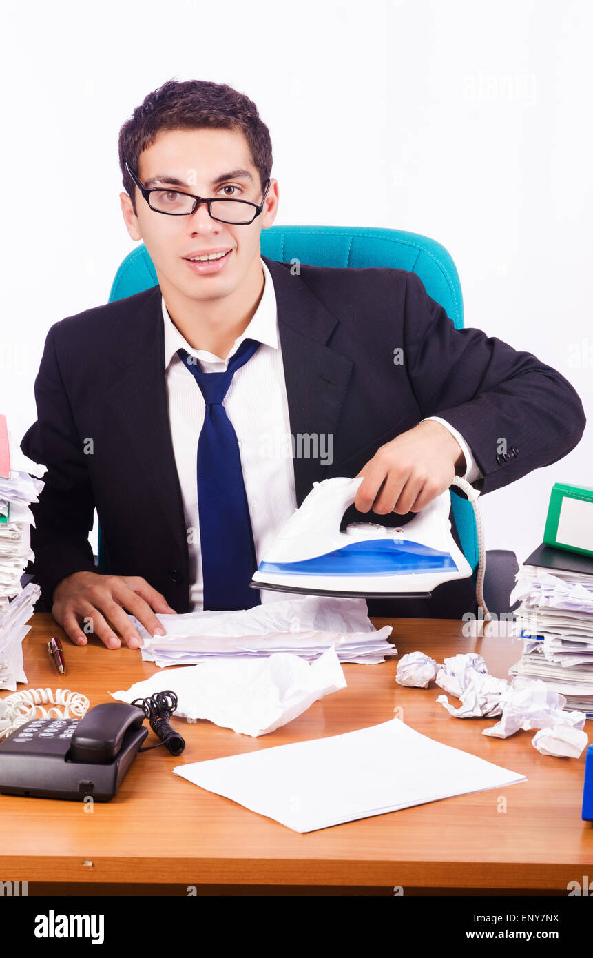 Busy stressed man in the office Stock Photo - Alamy