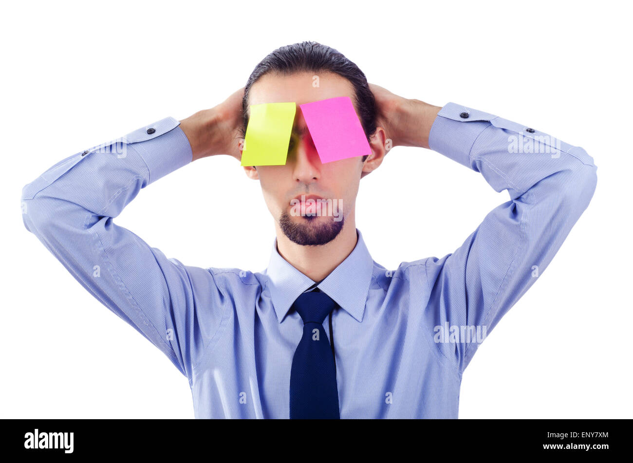 Man with lots of reminder notes Stock Photo - Alamy