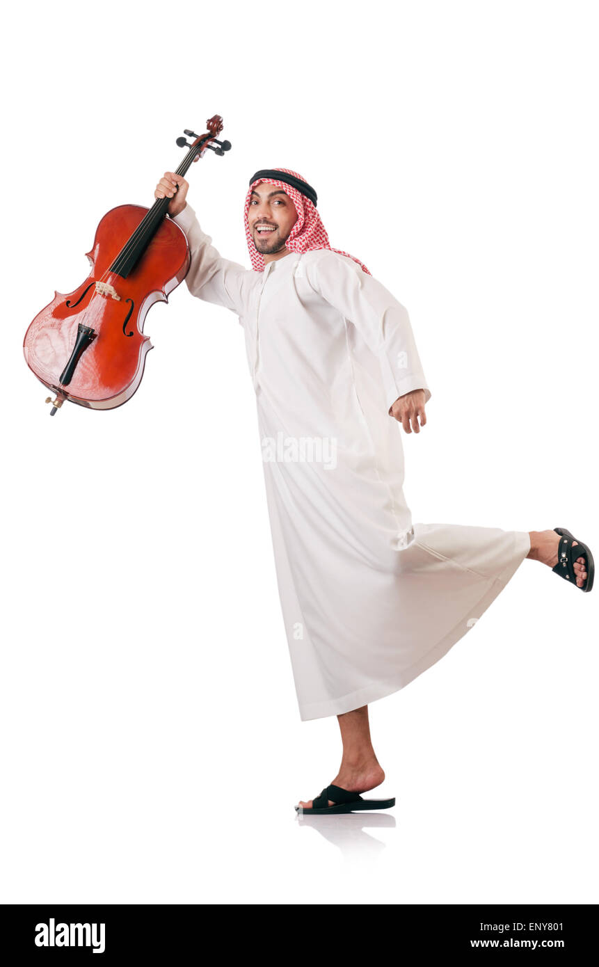 Arab man playing violin isolated on white Stock Photo - Alamy