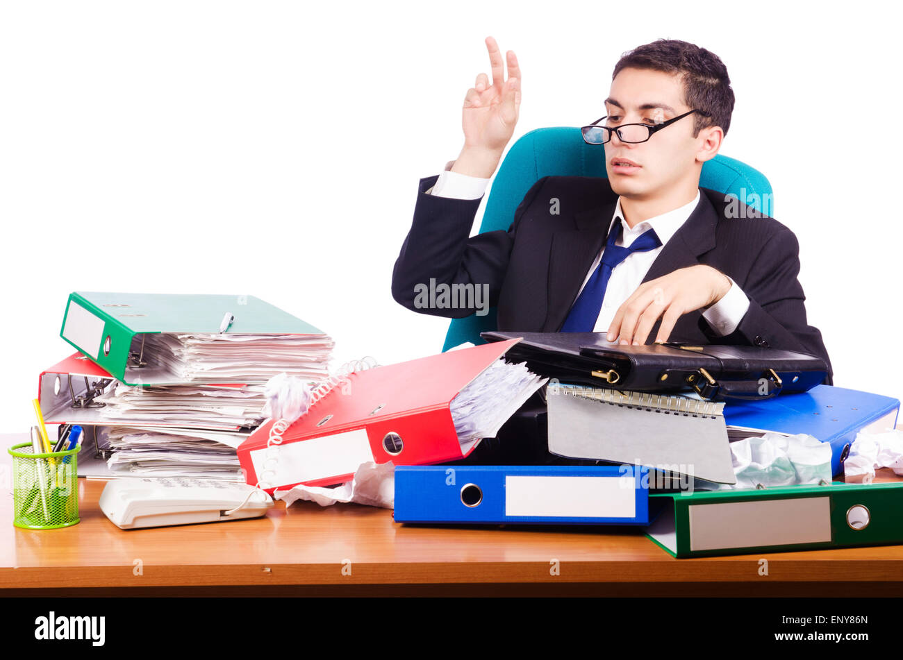 Busy stressed man in the office Stock Photo - Alamy