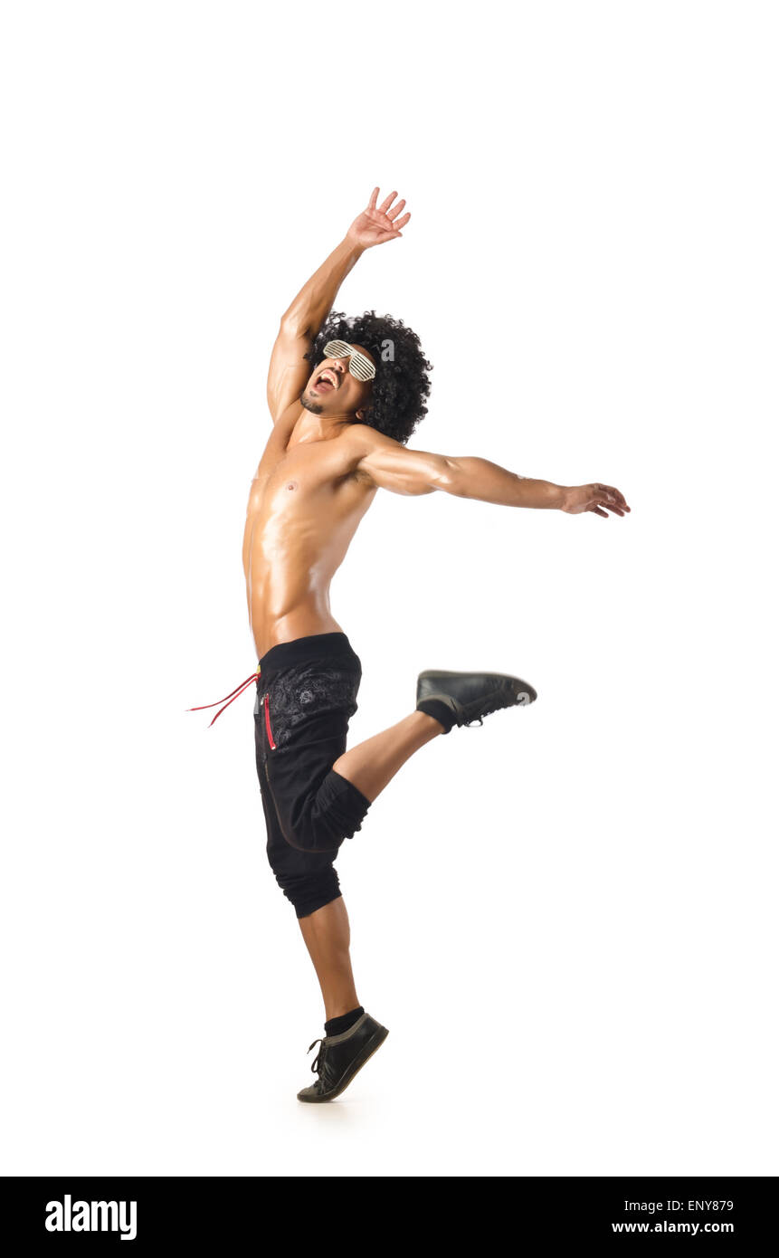 Funny dancer isolated on the white Stock Photo - Alamy