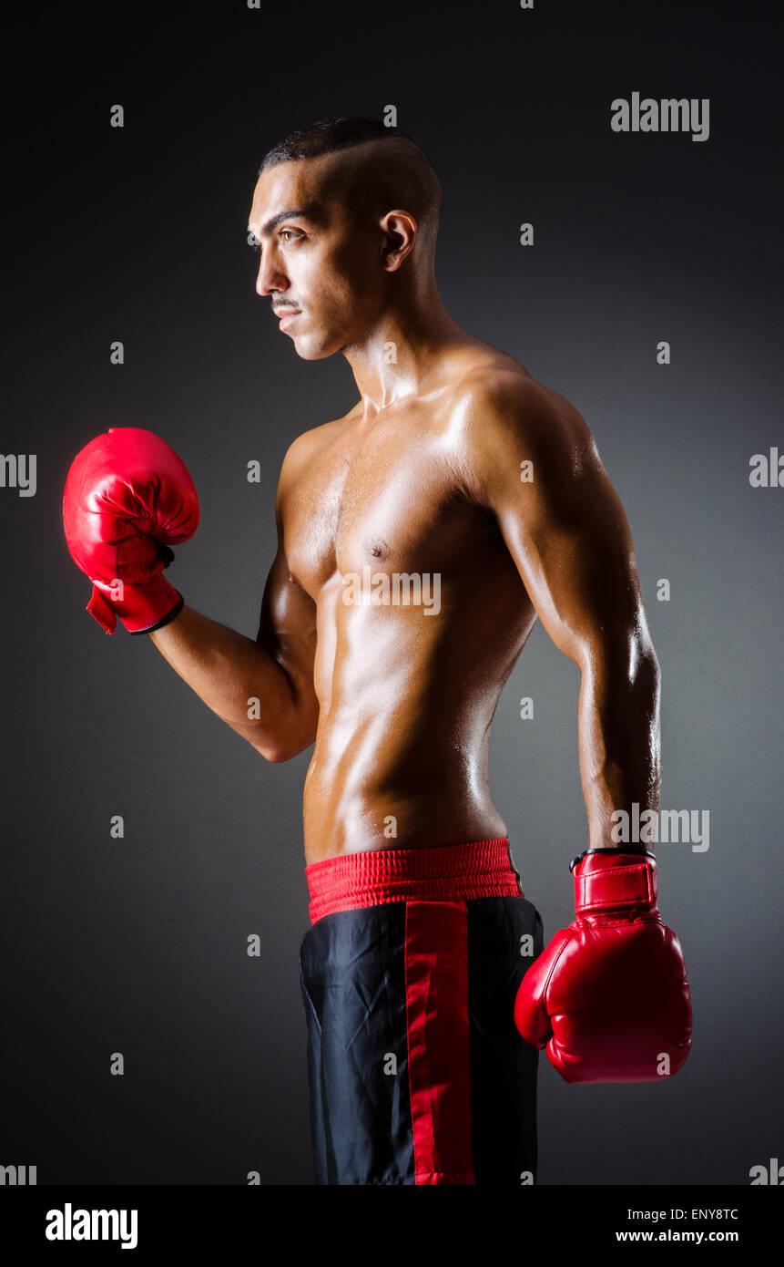 Muscular boxer in studio shooting Stock Photo - Alamy