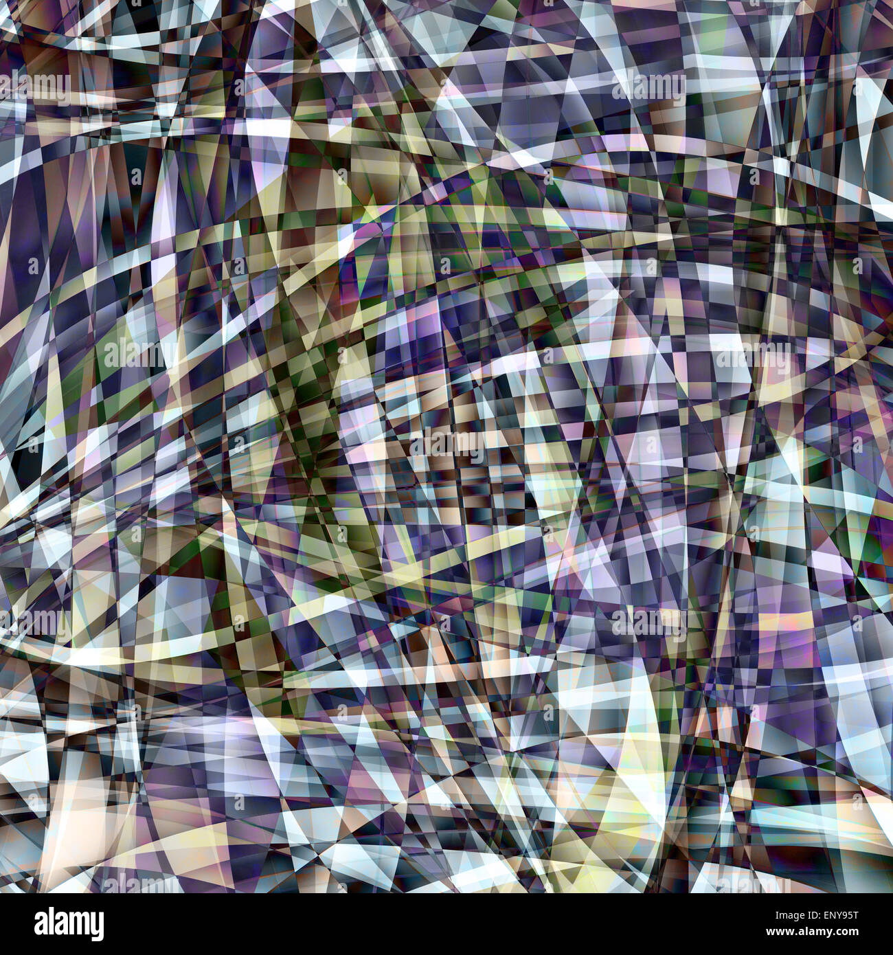 Abstract chaotic pattern with colorful translucent curved lines Stock ...