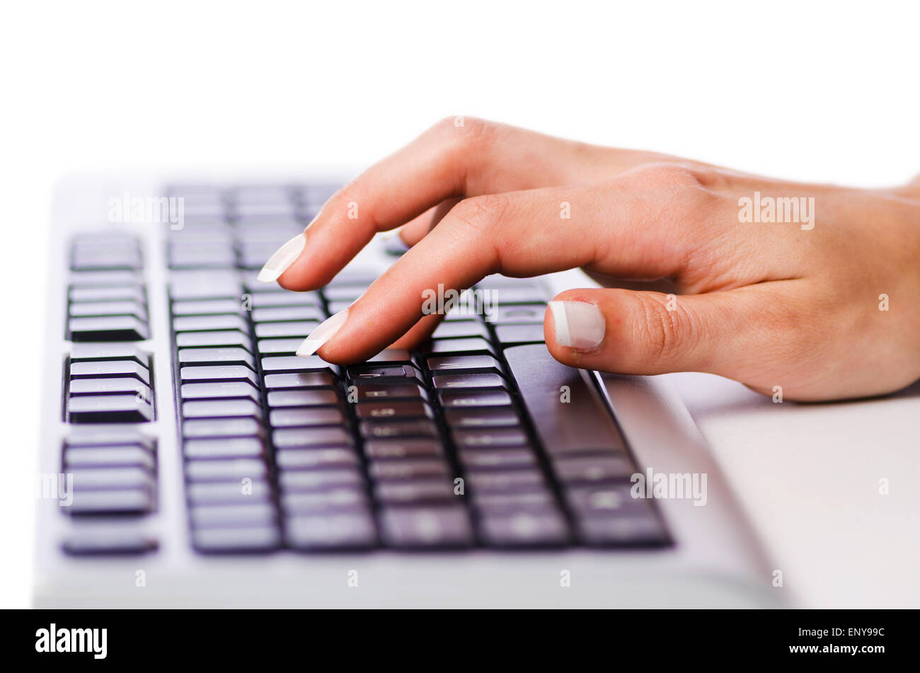 Hands working on the keyboard Stock Photo - Alamy