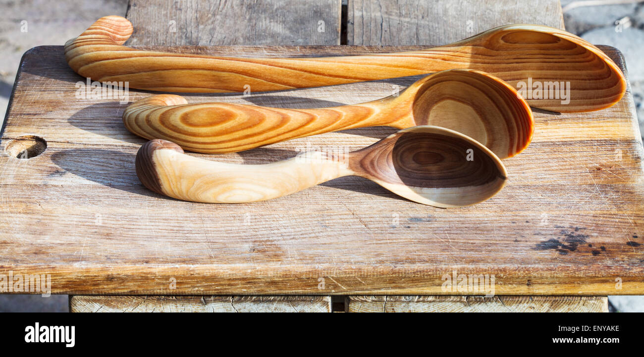 Carved wooden spoons hi-res stock photography and images - Alamy