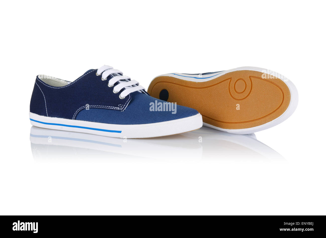 Sporty shoes in sport shoes concept on white Stock Photo - Alamy