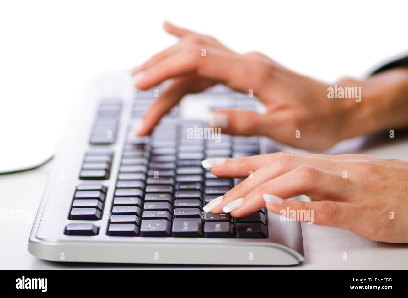 Hands working on the keyboard Stock Photo - Alamy
