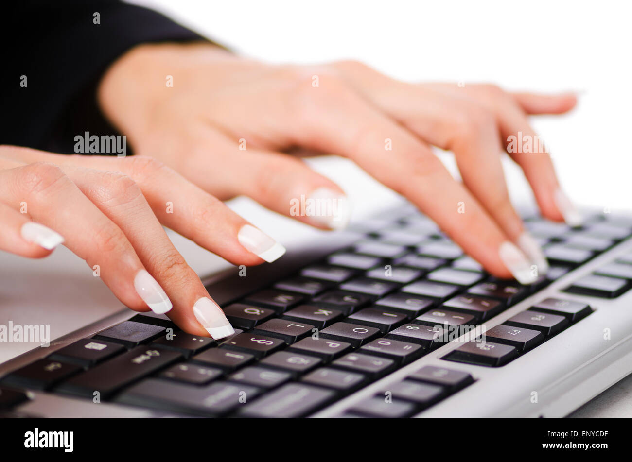 Hands working on the keyboard Stock Photo - Alamy