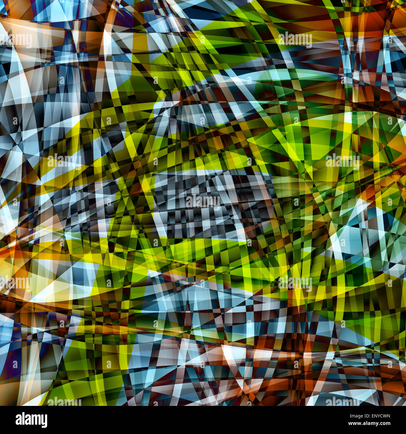 Abstract chaotic pattern with colorful translucent curved lines Stock ...