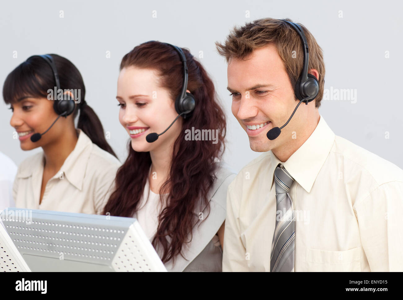 Business people working in a call center Stock Photo - Alamy