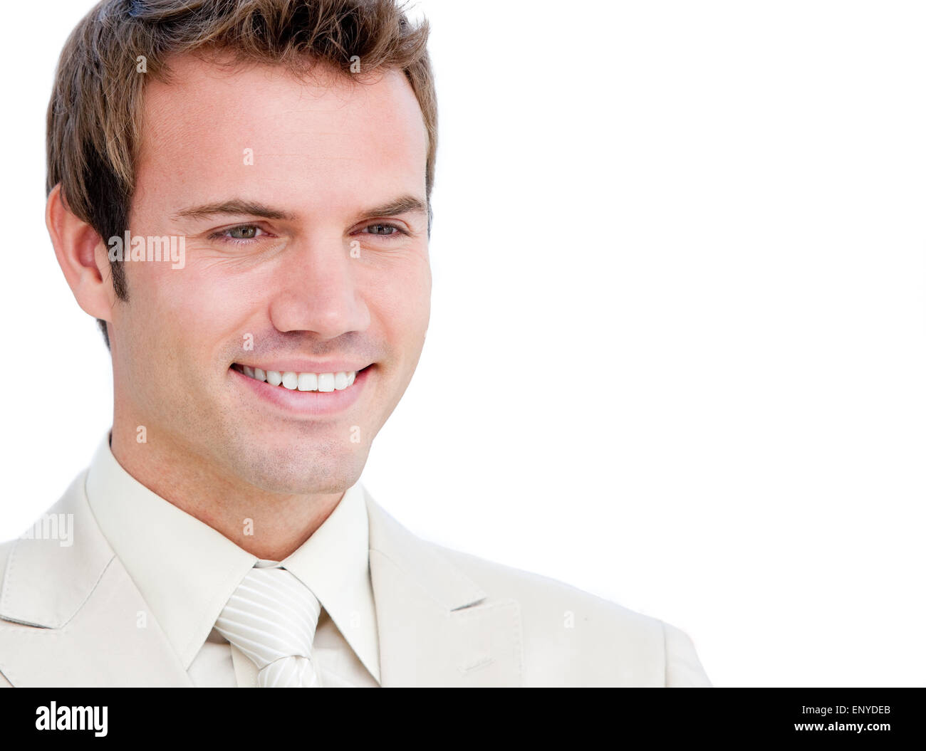 Portrait of a charismatic businessman isolated on a white background ...